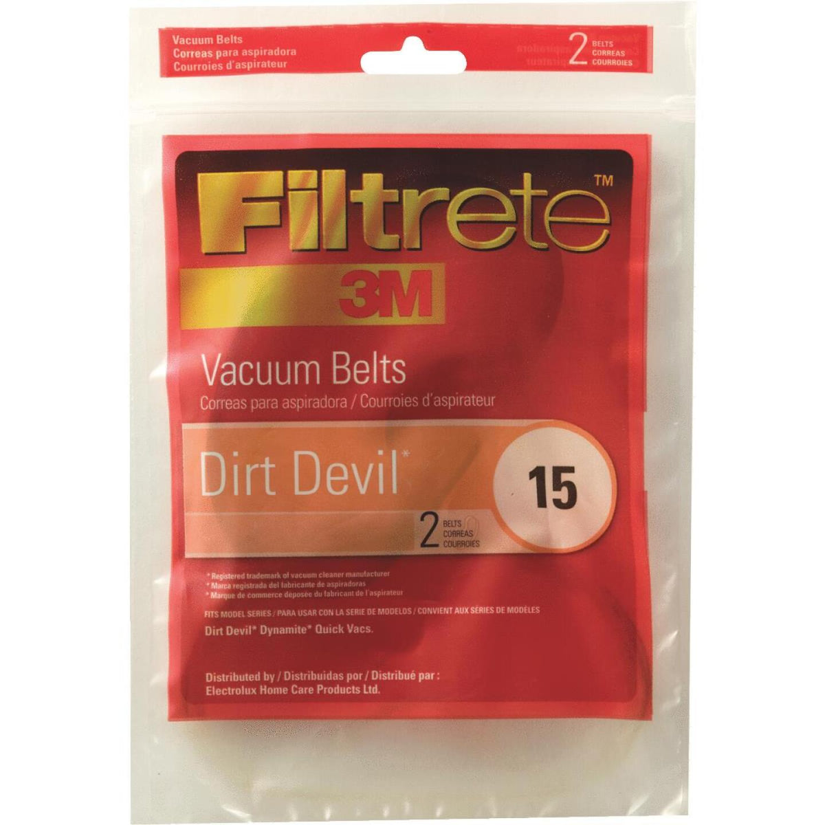 3M Filtrete Dirt Devil Type 15 Dynamite, Extreme, Vibe Quick Vacuum Cleaner Belt (2-Pack ...