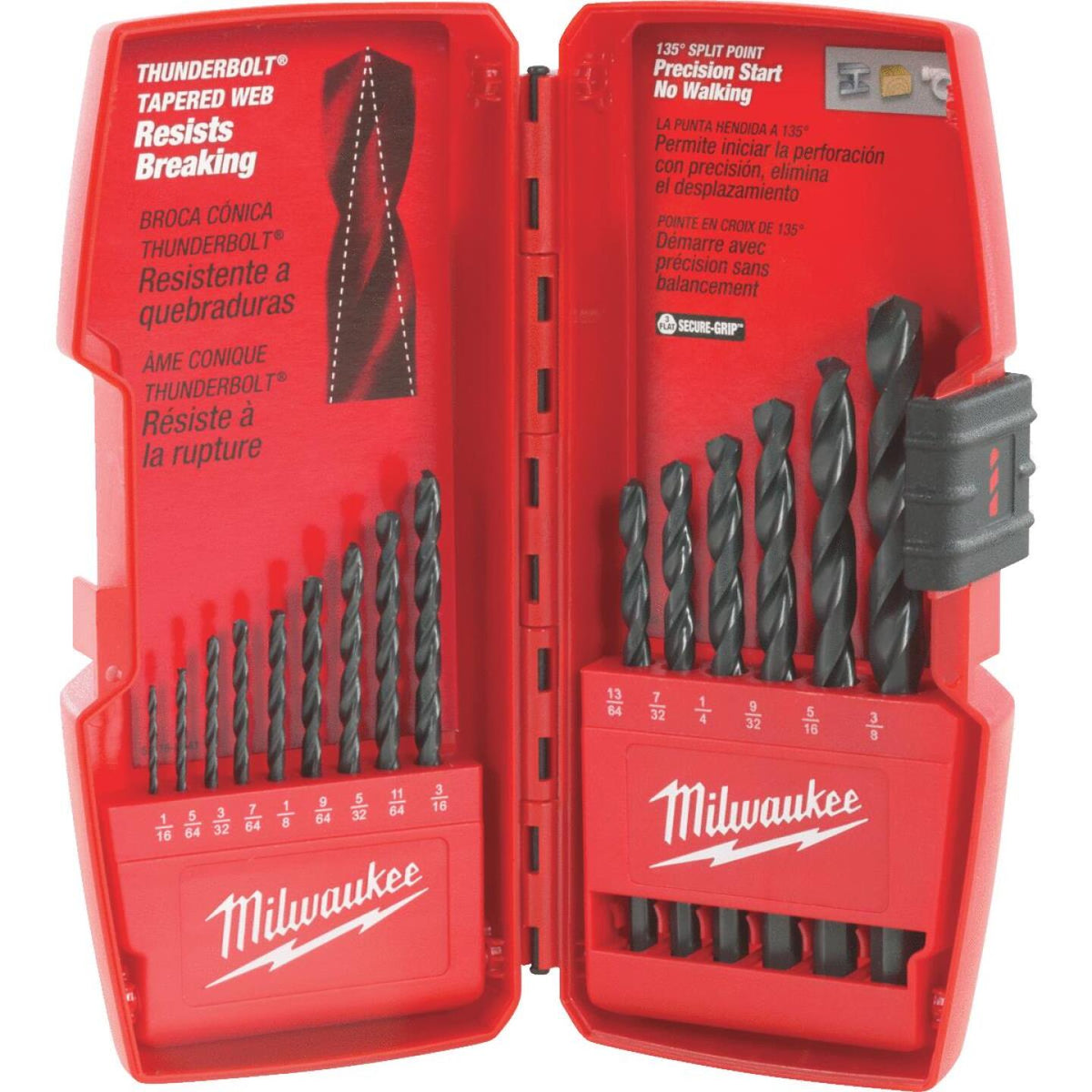 Milwaukee Thunderbolt 15-Piece Black Oxide Drill Bit Set, 1/16 In. thru ...